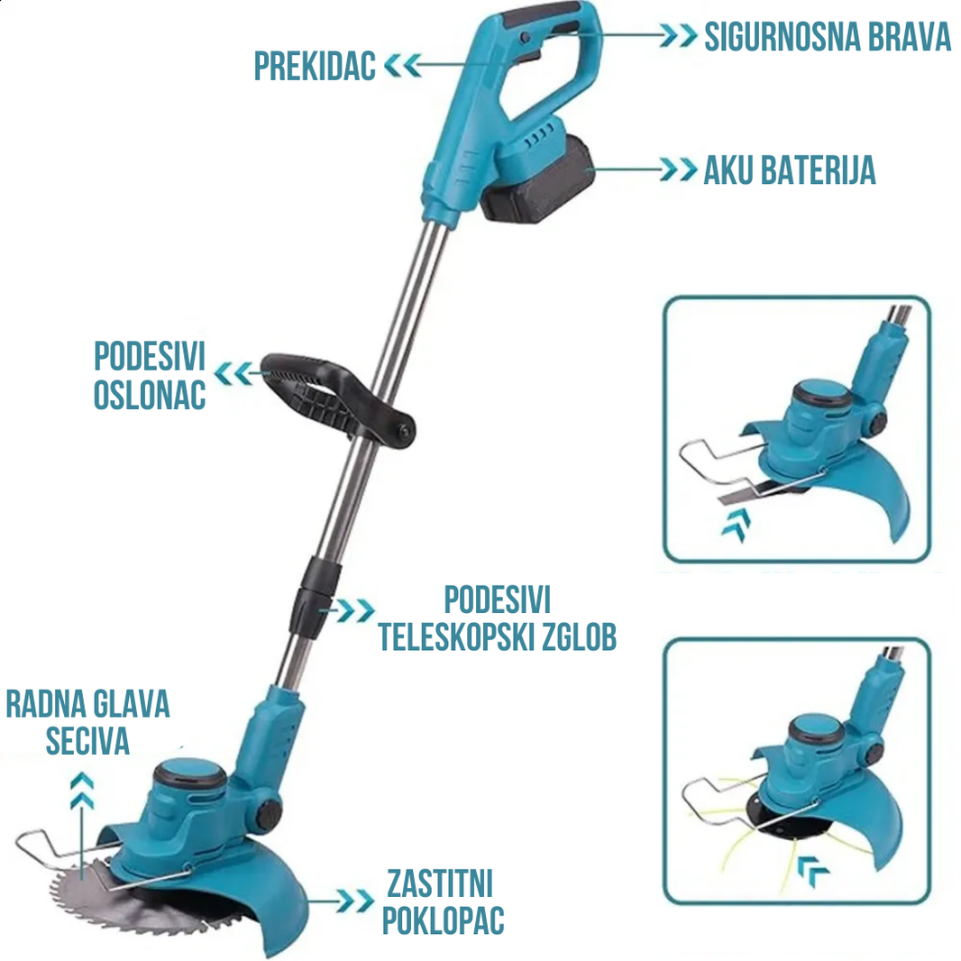 Bežični Trimer za Travu sa 2 Aku Baterije | Brushless Motor – kraba.online